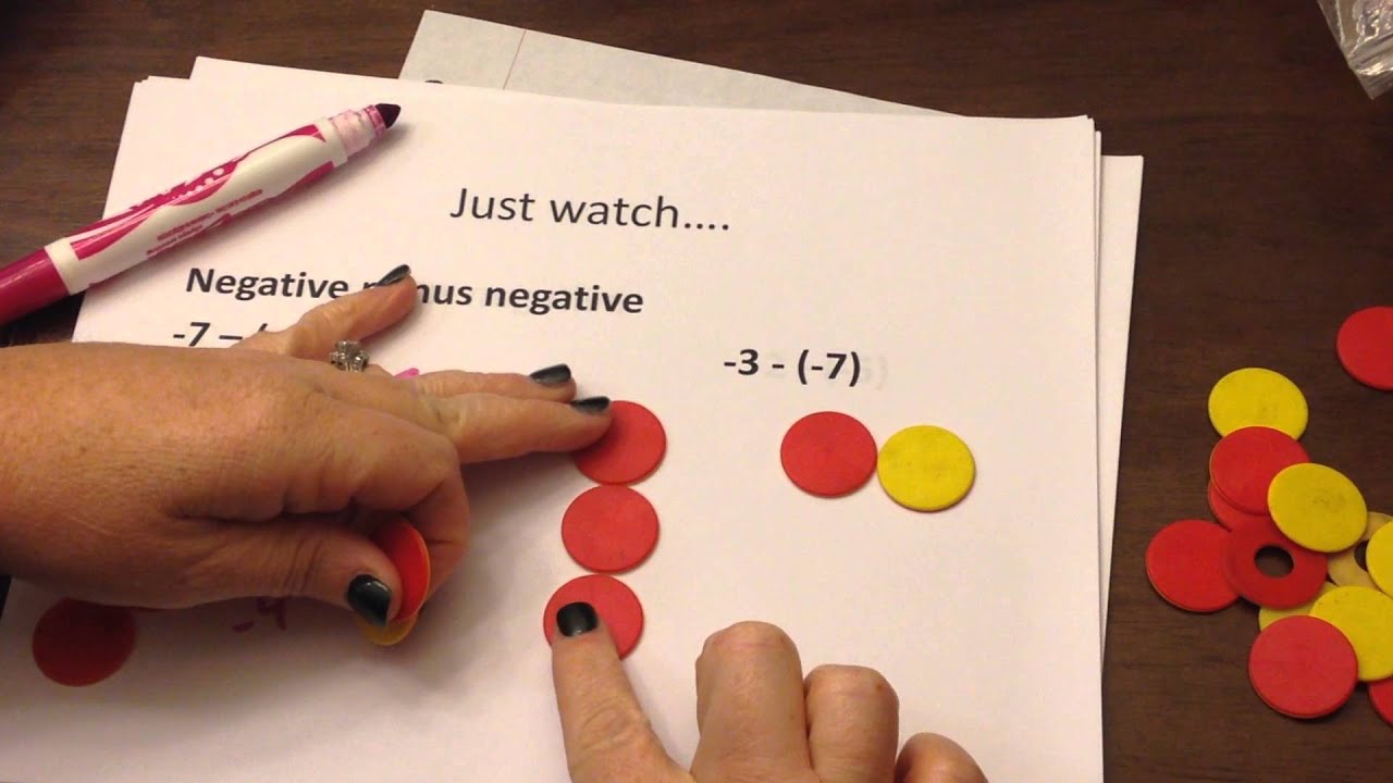10/27 subtract integers with models - YouTube