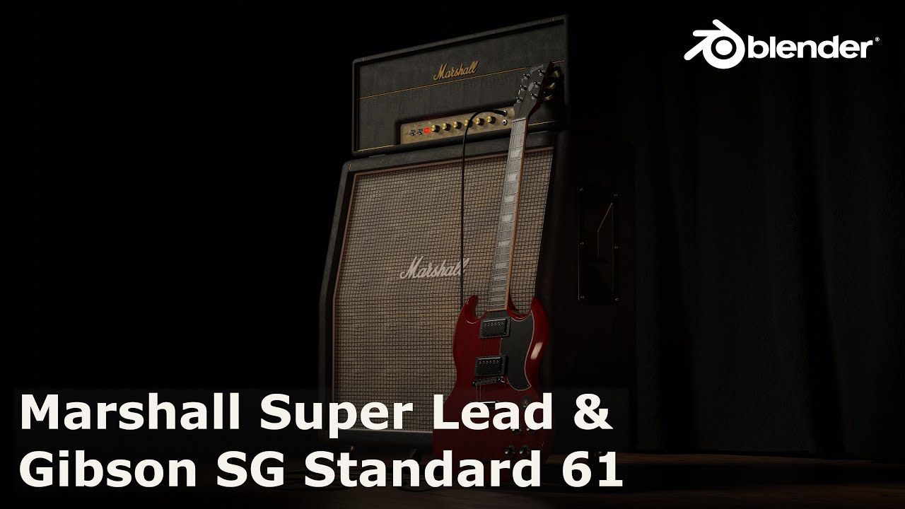 Marshall Super Lead & Gibson SG Standard - 3D Blender Render - YouTube