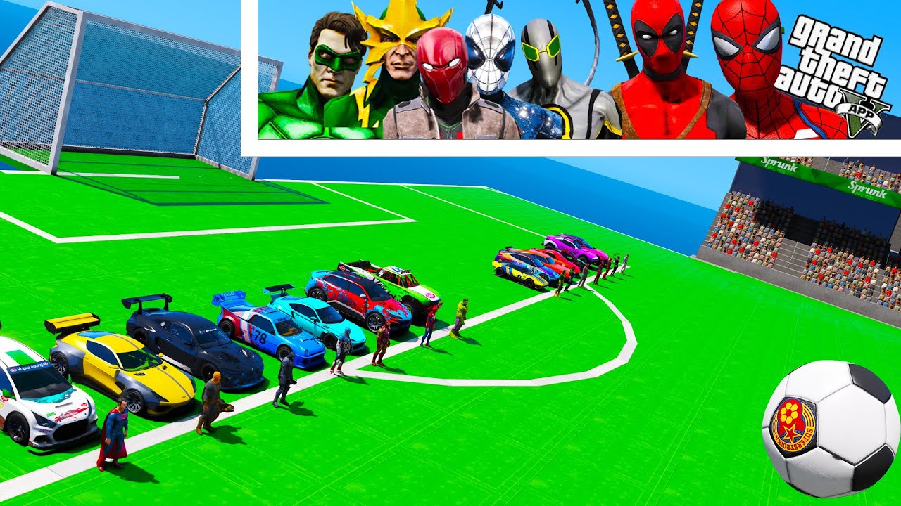 Ramp & Football Cars in GTA 5 Spiderman team vs Deadpool team Sportcars ...