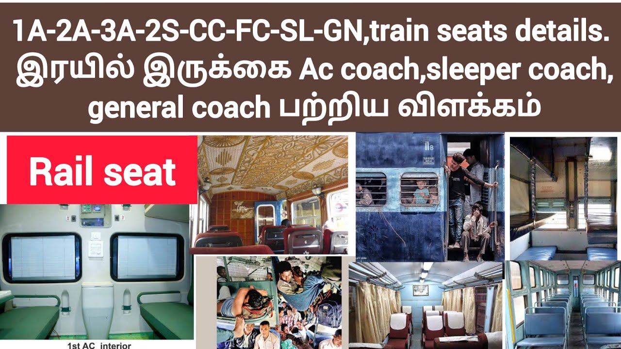 1A-2A-3A-2S in train seat details.. இரயில் இருக்கை sleeper coach and Ac ...