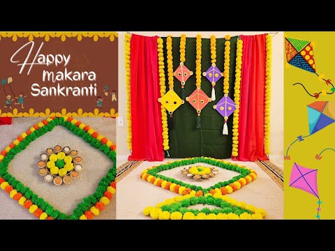 Pongal/ Makarsankranti decoration idea/ Bornahan decoration at home ...