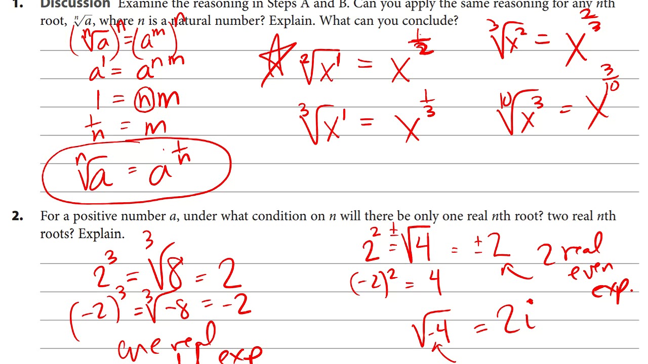 Alg 2 Trig 11.1 Radical Expressions and Rational Exponents - YouTube