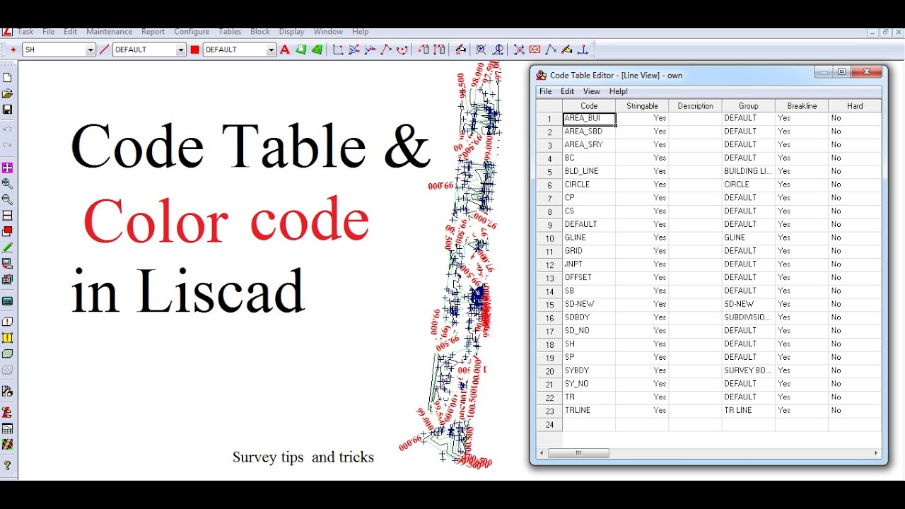 Code Table and color code in Liscad - YouTube