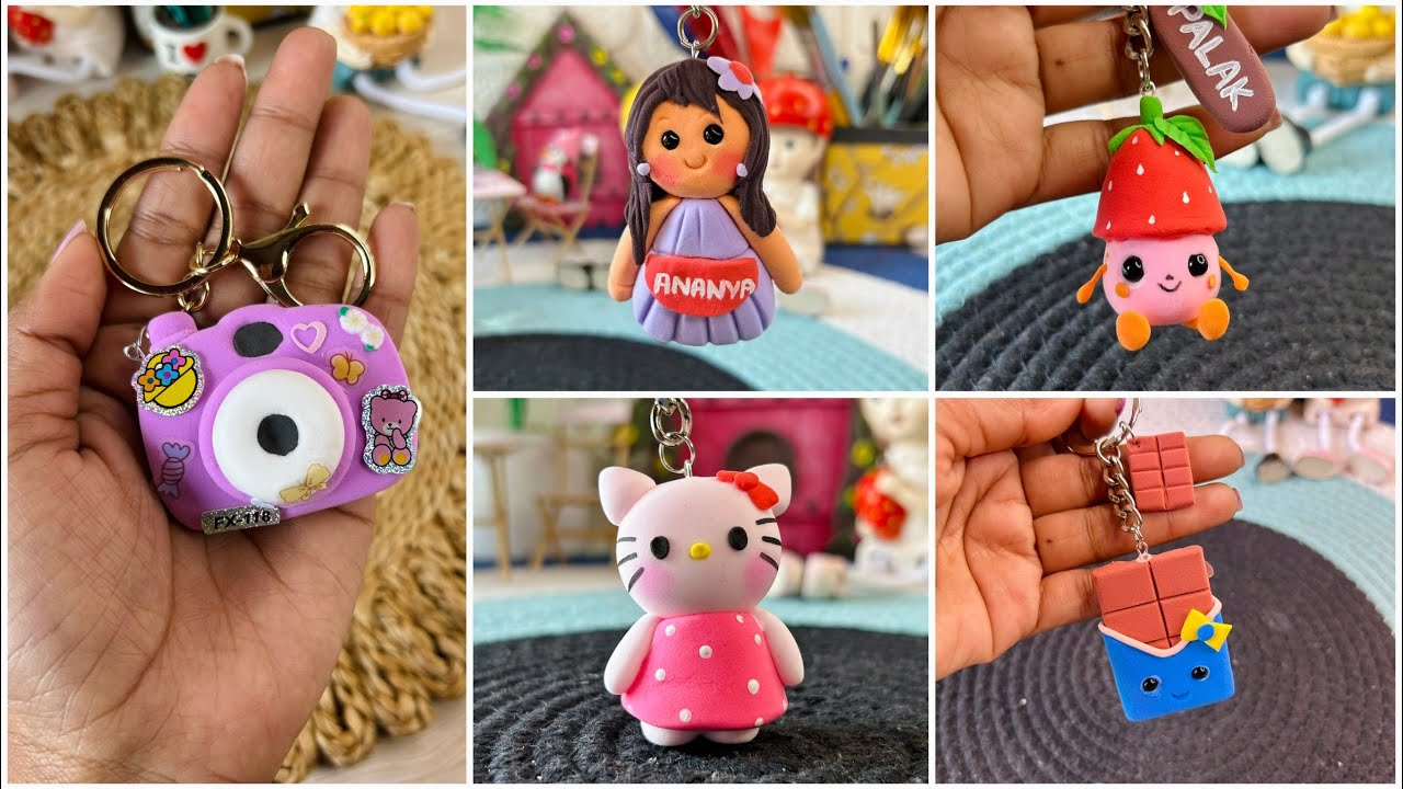 5 DIY Clay key chain // Clay Art - YouTube