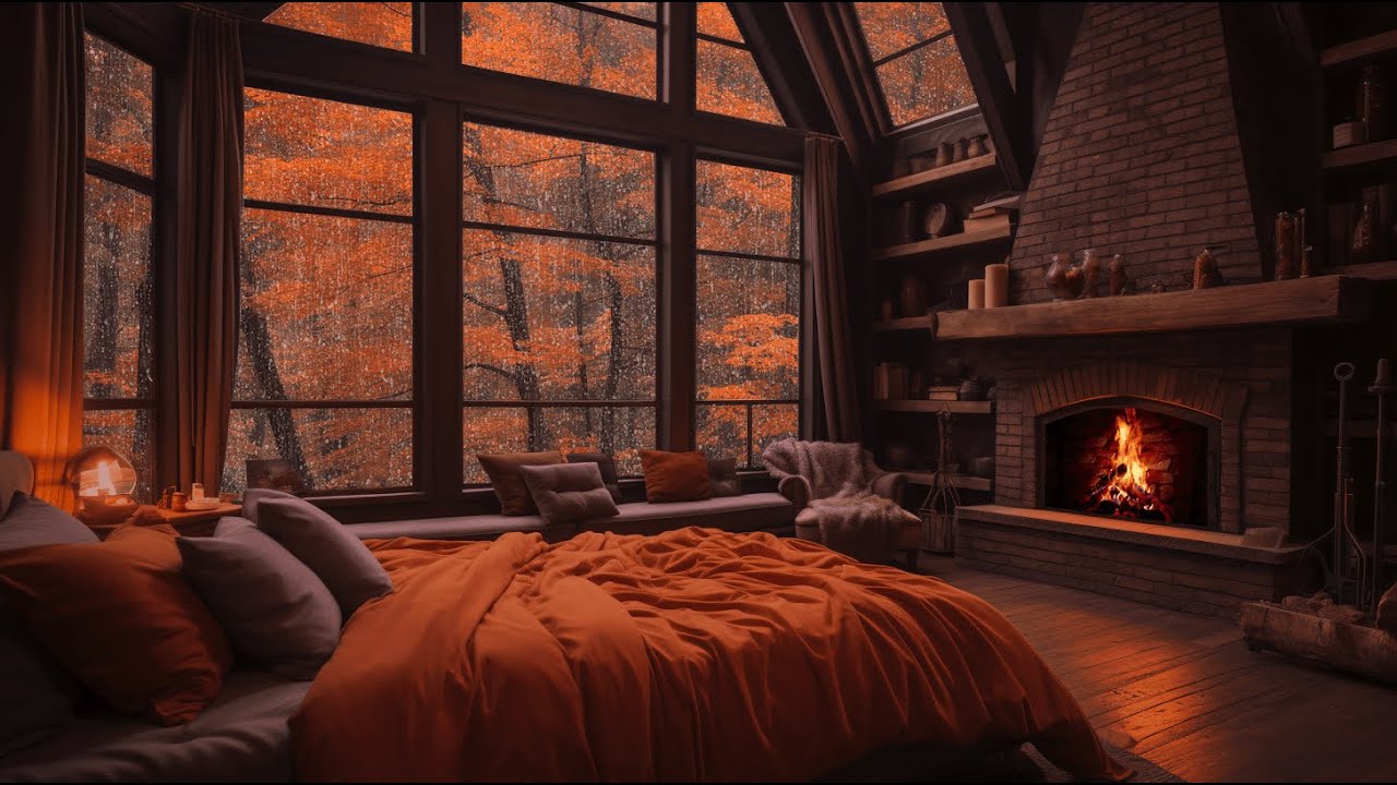 Calming Autumn Rain on the Window Pane 🍂| Relaxing Ambience for Sleep ...
