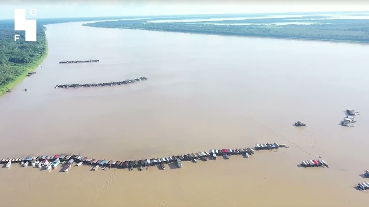 Centenas de barcos de garimpeiros se alinham no Rio Madeira, no ...