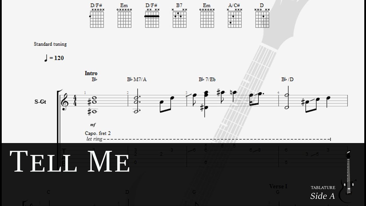 LEARN Tell Me - Side A TAB (Guitar Pro fingerstyle) - YouTube