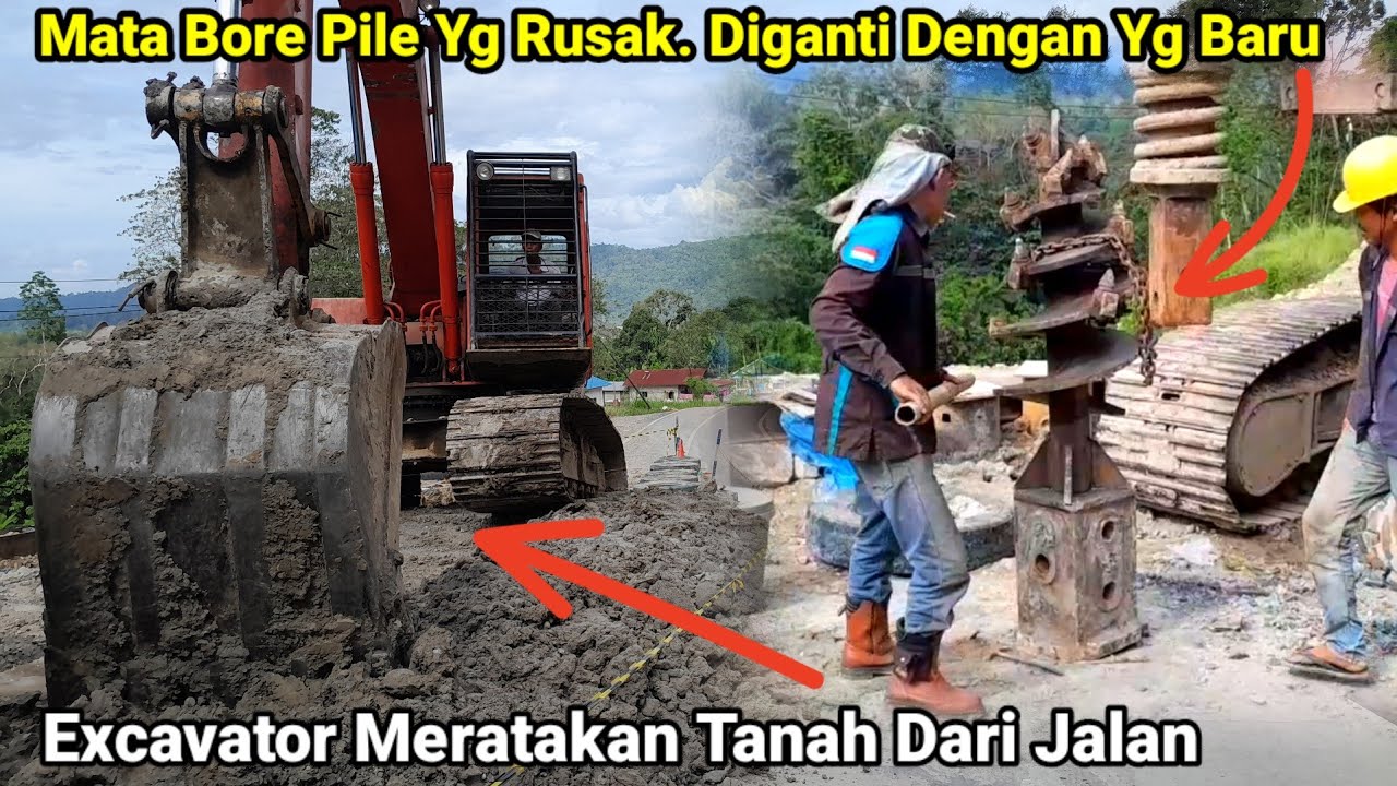 Merakit Dan Memasang Mata Bore Pile Yg Baru || Excavator Merah ...
