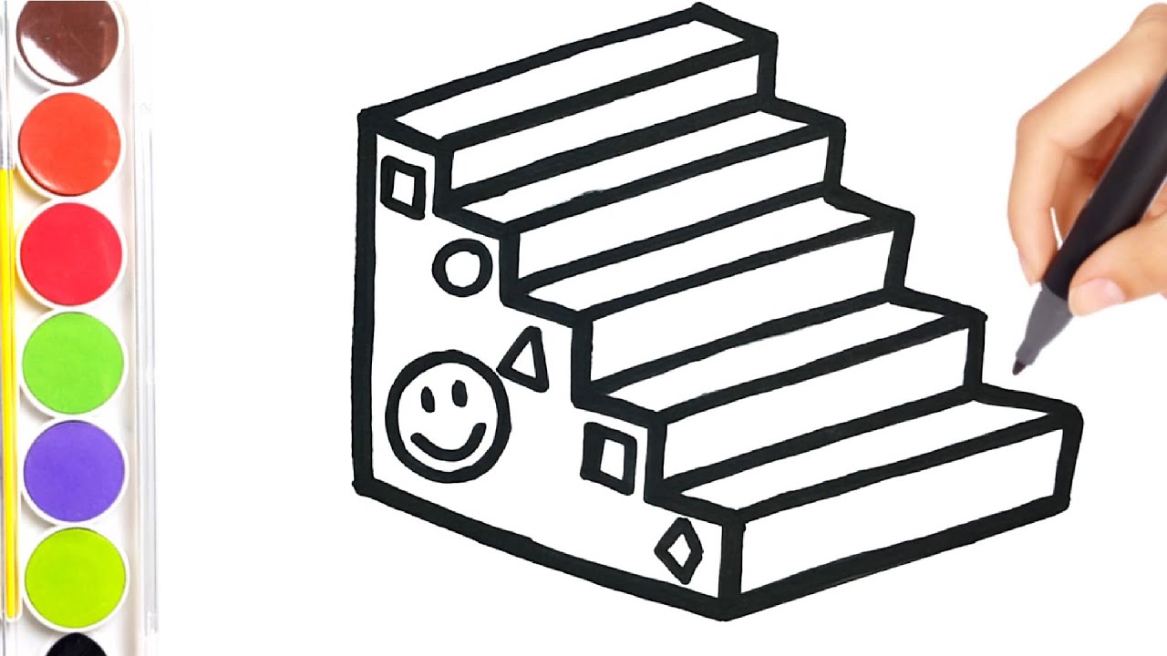 Stairs Drawing, Painting, Coloring for Kids and Toddlers with ...