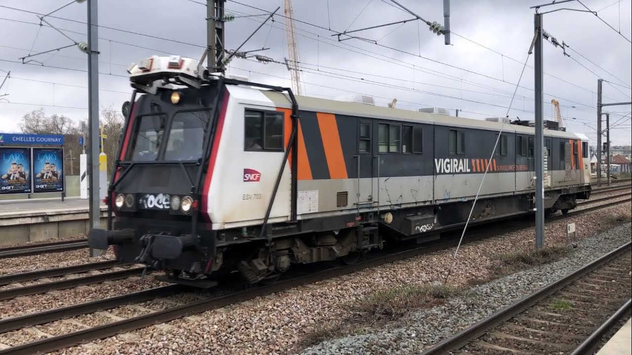 Passage d’un ESV 701 Vigirail en gare de Chelles - Gournay - YouTube