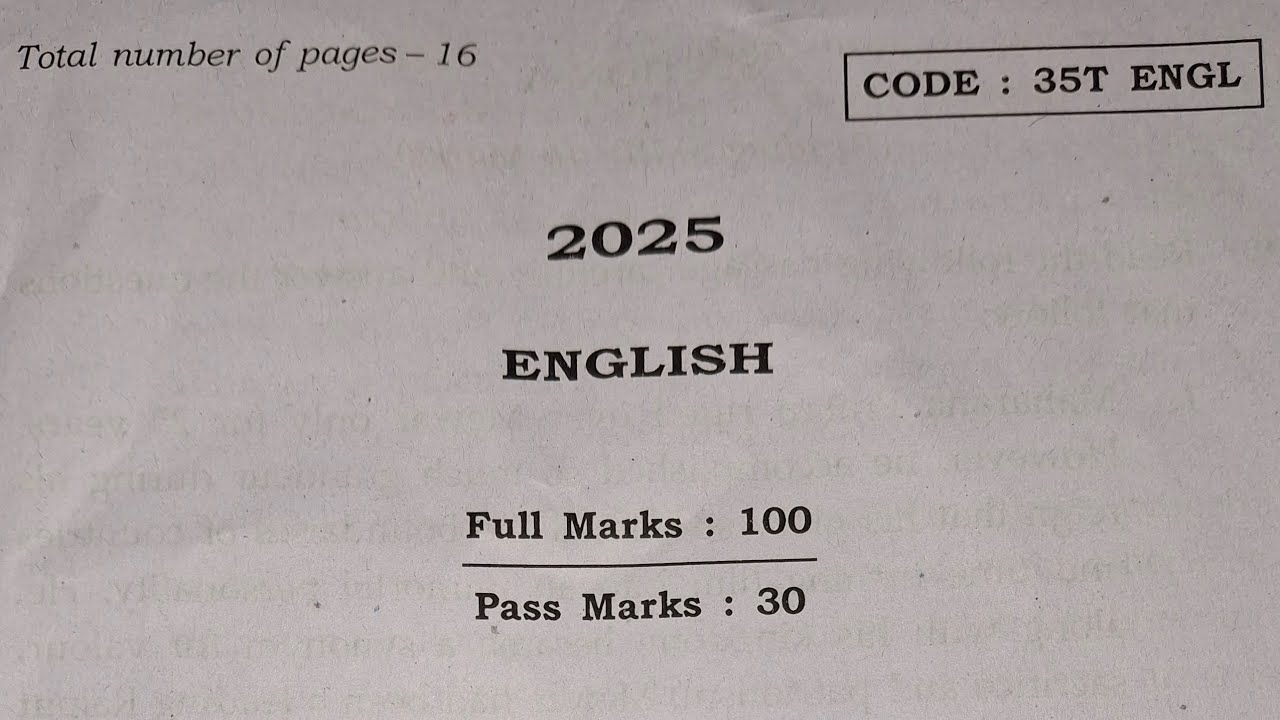 HS Final Exam 2025//English Question Paper//ASSEB(Div-II) - YouTube