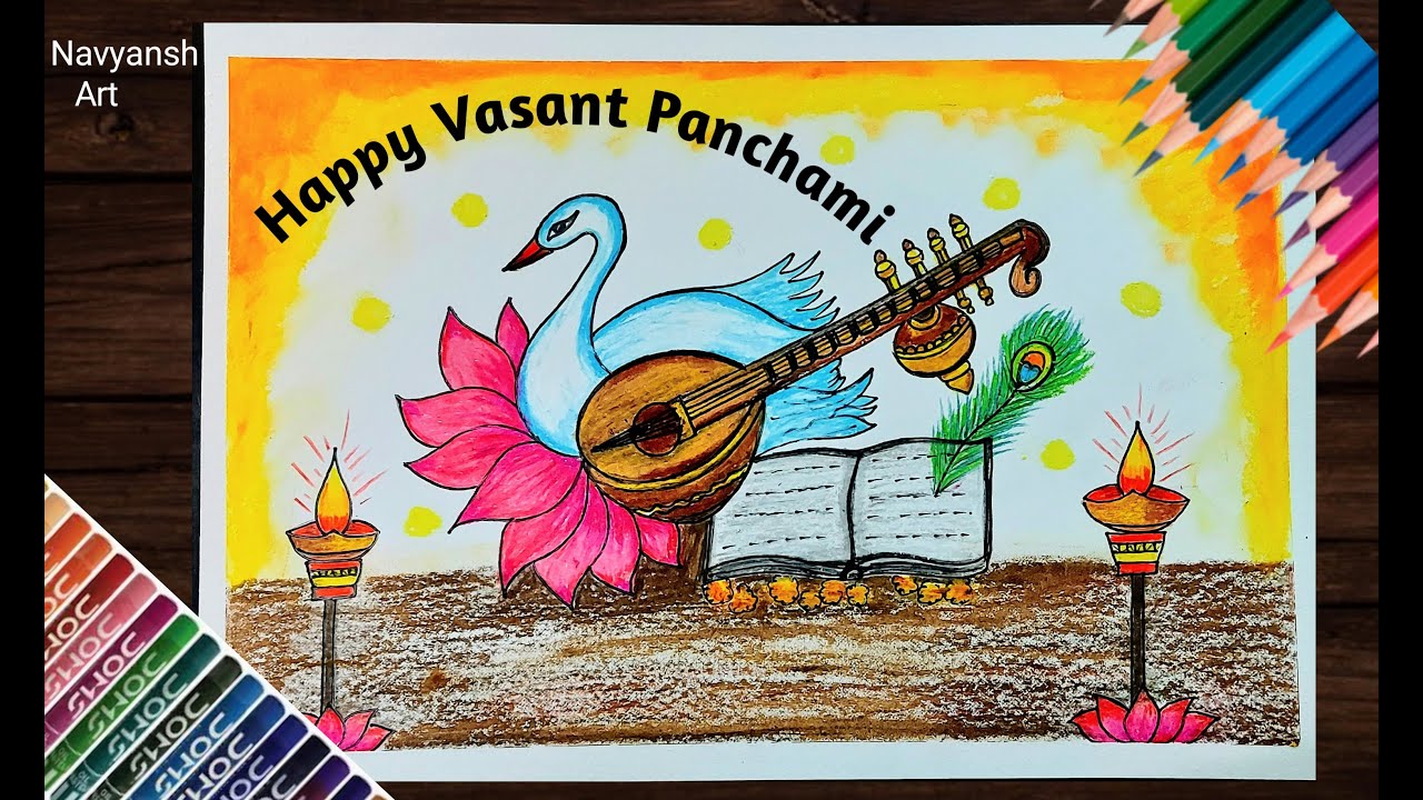 Vasant Panchami drawing easy / How to draw Basant Panchami poster ...