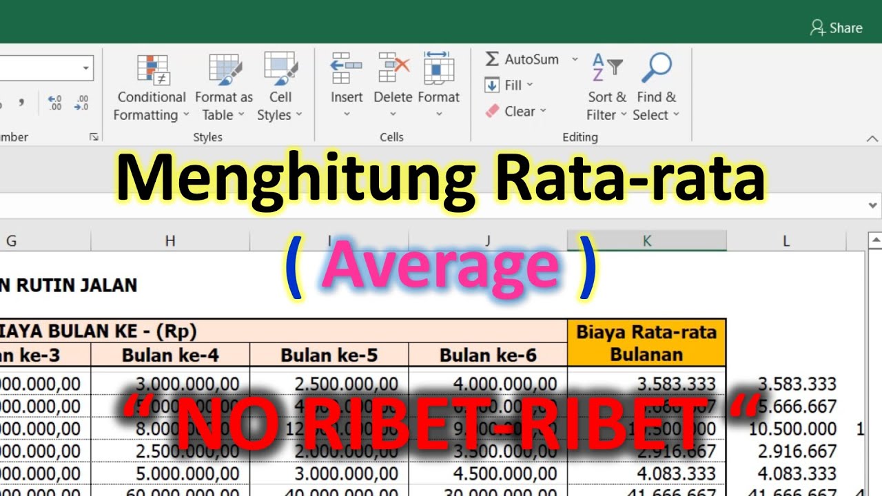 9. Cara Cepat Menghitung Nilai Rata-Rata Angka - Average | Excel - YouTube