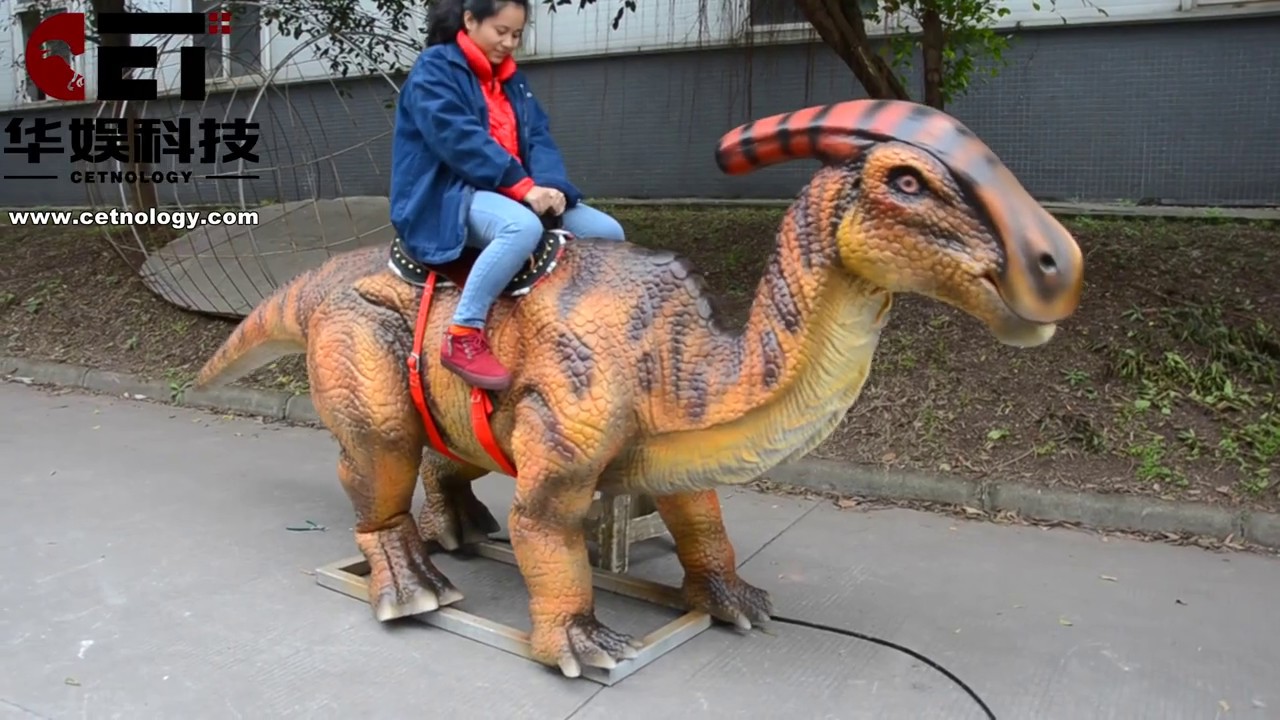 Children Playing Funny Dinosaur Rides Coin Operated Simulation ...