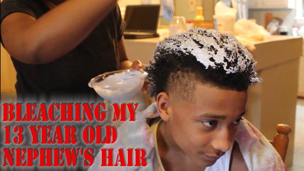 BLEACHING MY 13 YEAR OLD NEPHEW'S HAIR FOR SCHOOL! - YouTube