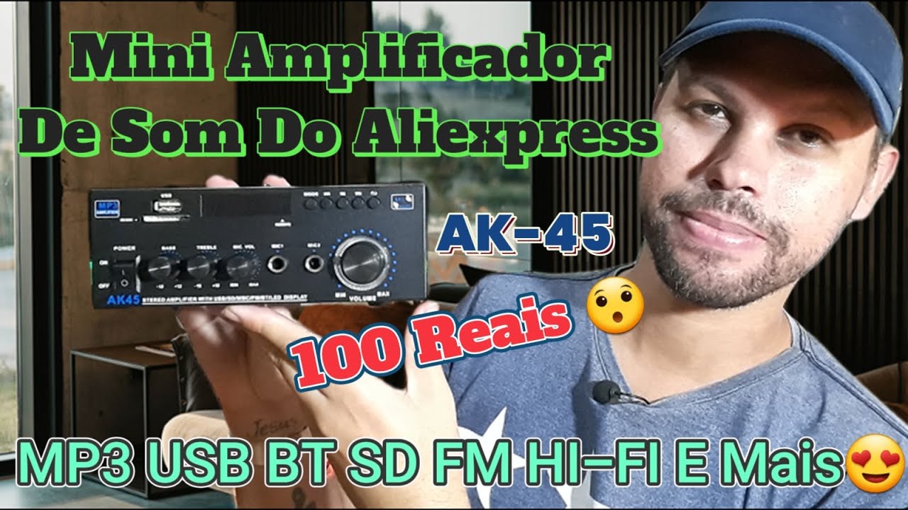 Mini Amplificador De Som Do AliExpress!! Modelo AK-45 (MP3 USB BT SD FM ...