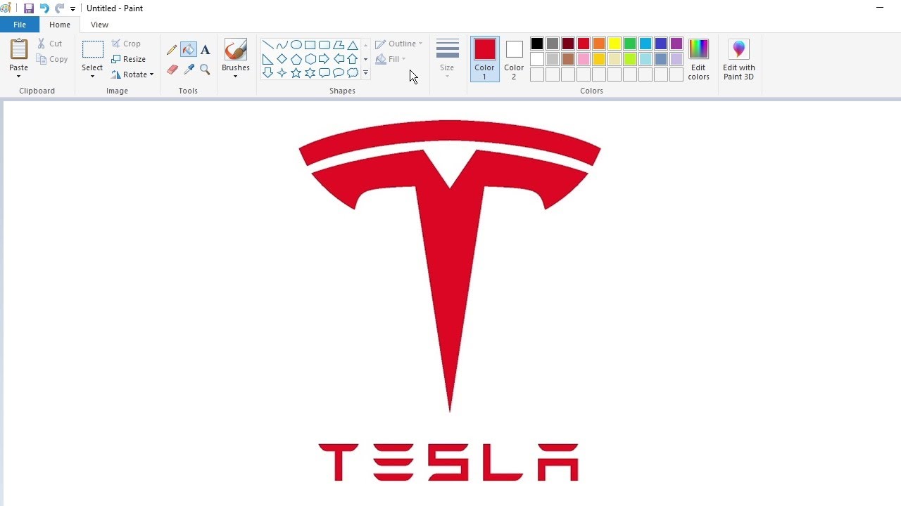 How to draw a Tesla logo using MS Paint | How to draw on your computer ...