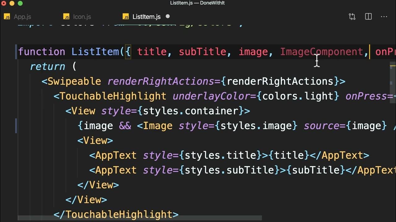 React Native | Fundamentals #60 - Extending the listitem component [By ...