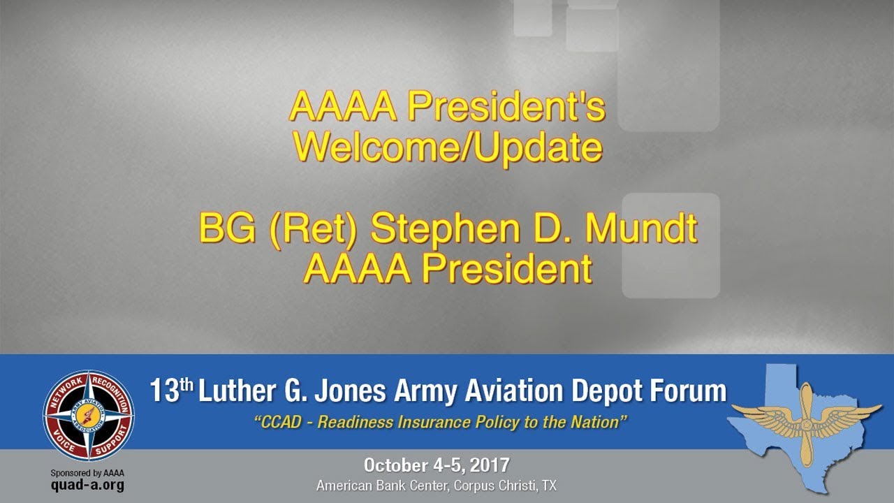 AAAA BG Stephen Mundt Welcome Day 1 - YouTube