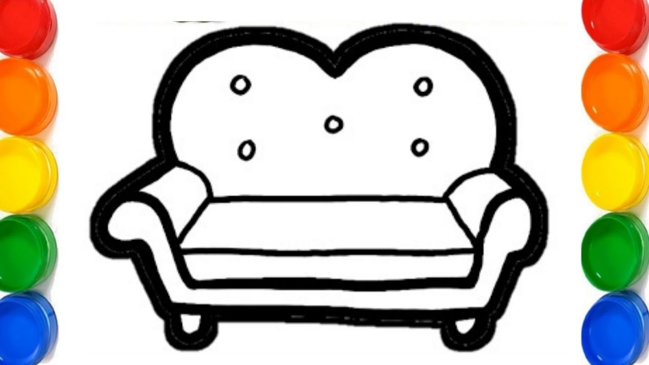 How to draw Sofa for kids ** Cute p drawing, painting, colouring for ...