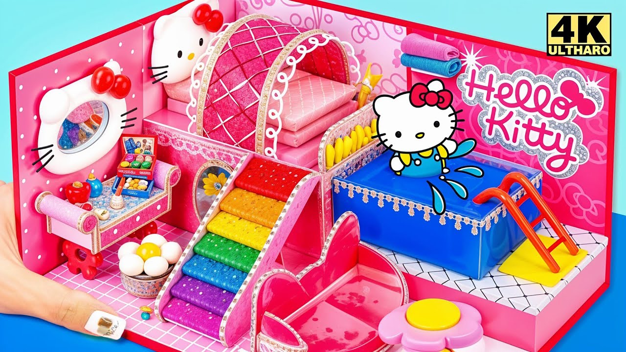 Make a Super Pretty Pink Hello Kitty Dollhouse from Recycled Cardboard ...