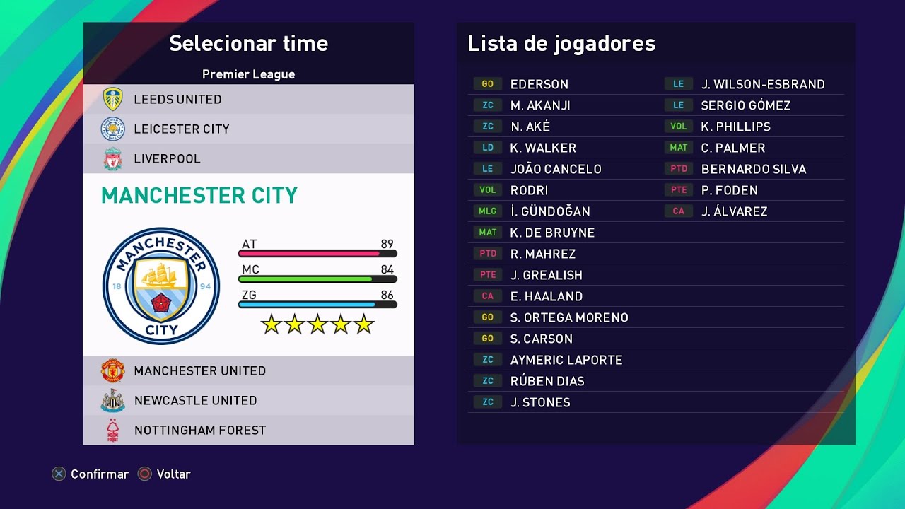 Manchester City 100% atualizado PES 2021 - YouTube