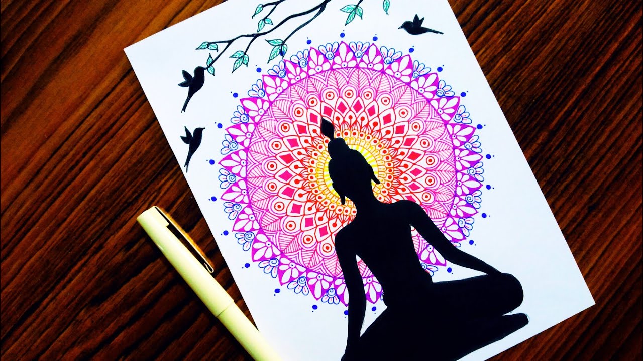 Gautam buddha with Mandala art | lord Buddha shadow drawing | Doodle H ...