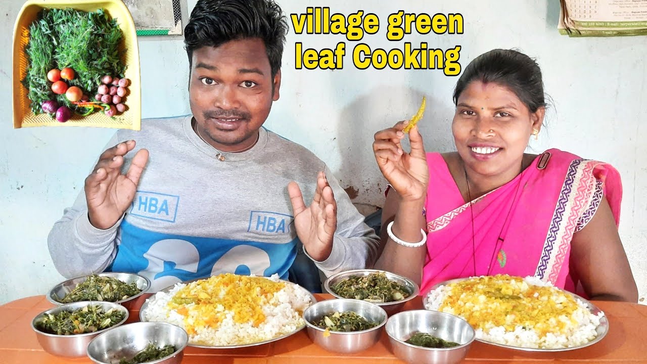 Country famous Green leaf cooking | Dal Green leaves potato bhaja rice ...