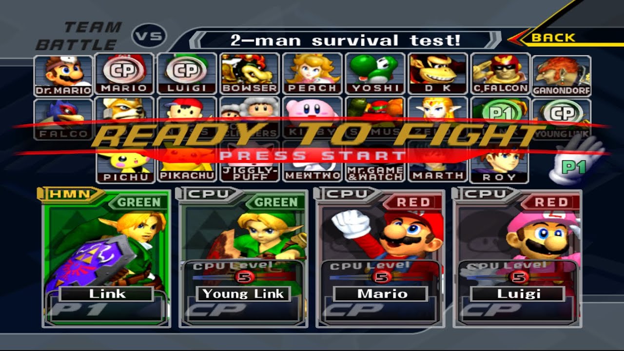 Link & Young Link VS Mario & Luigi | 2 Lifes | Super Smash Bros Melee ...