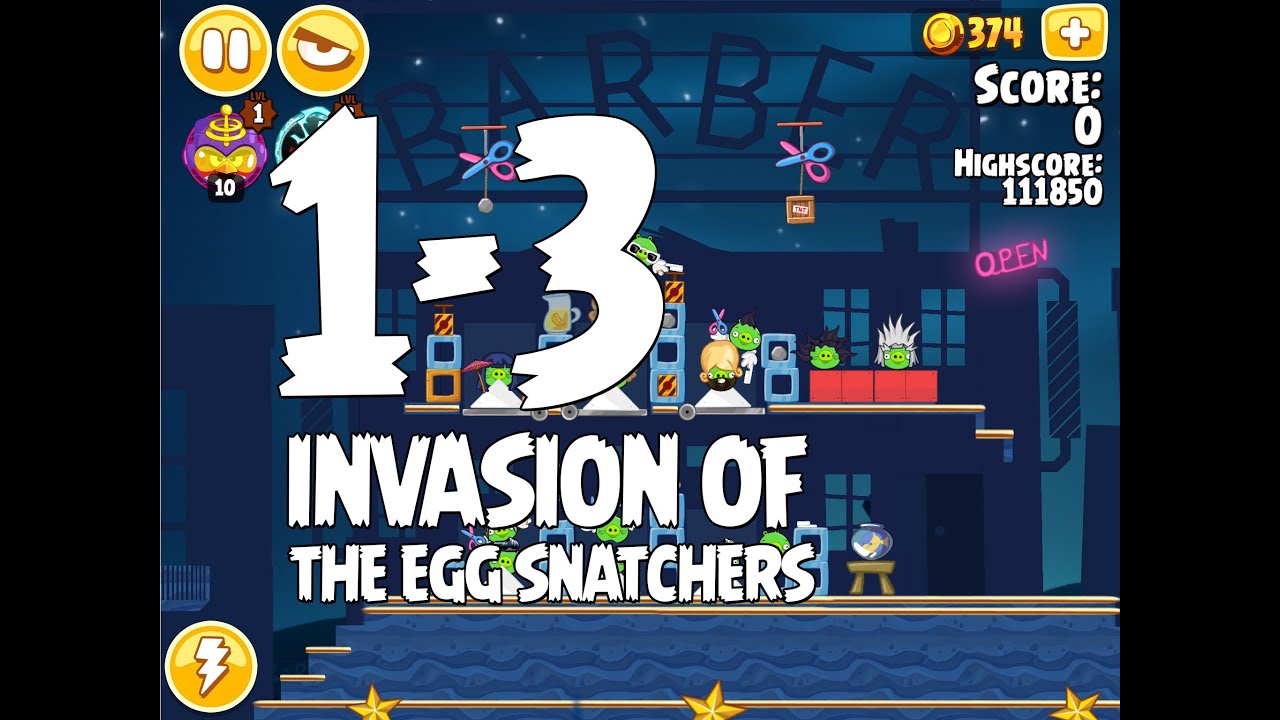 Angry Birds Seasons Invasion of the Egg Snatchers 1-3 Walkthrough 3 Star - YouTube
