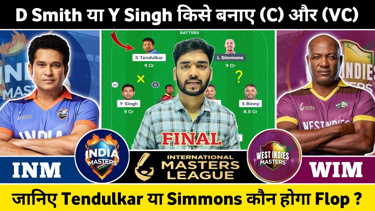 INM vs WIM Match Prediction | India Masters vs WestIndies Master Final ...