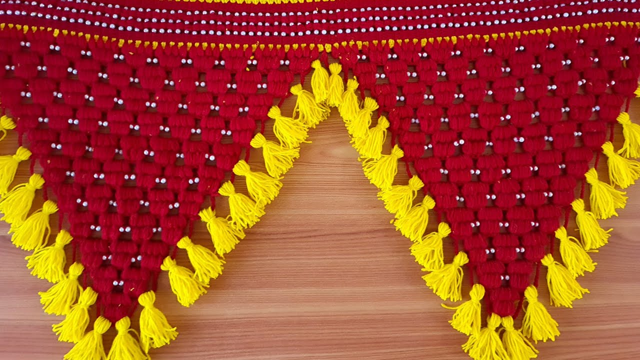 Moti Toran, woolen door jhalar, door hanging toran, Crochet toran ...