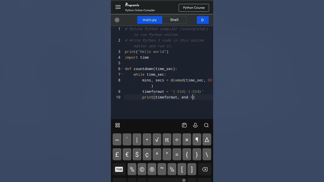 python code to create countdown timer 💻 #python #shorts #code #programming language - YouTube