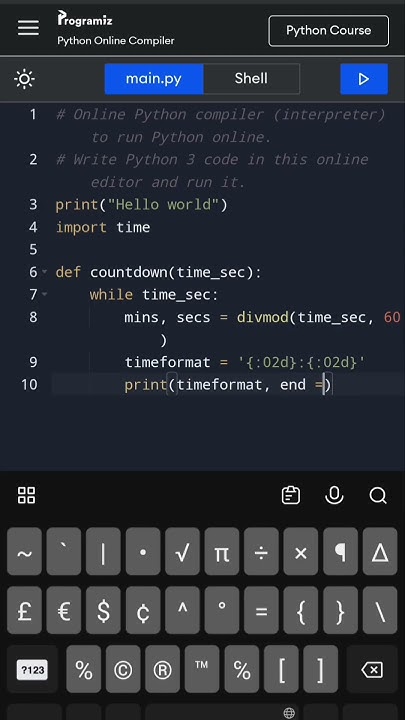 Python Code To Create Countdown Timer 💻 Python Shorts Code Programming Language Youtube