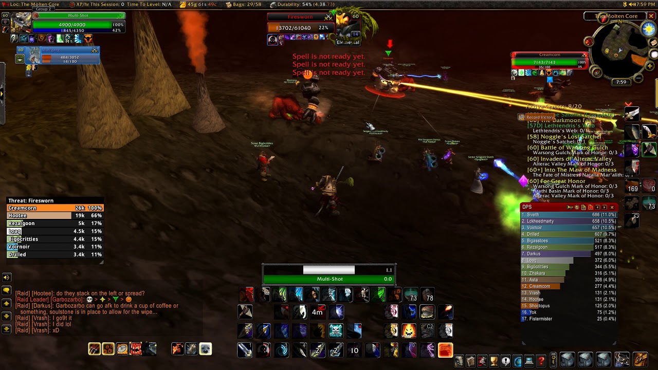 World Of Warcraft Classic - Molten Core Garr fight. - YouTube