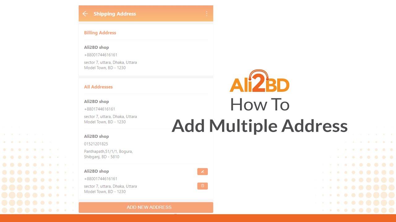 How to add multiple address in Ali2BD - YouTube