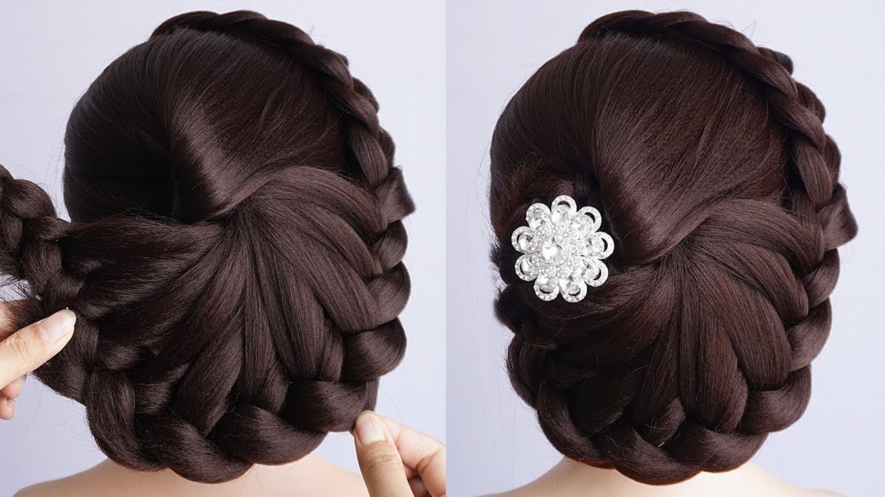 Creating A Stunning Braided Bun Tutorial - Simple Hairstyle For Wedding For Ladies - YouTube
