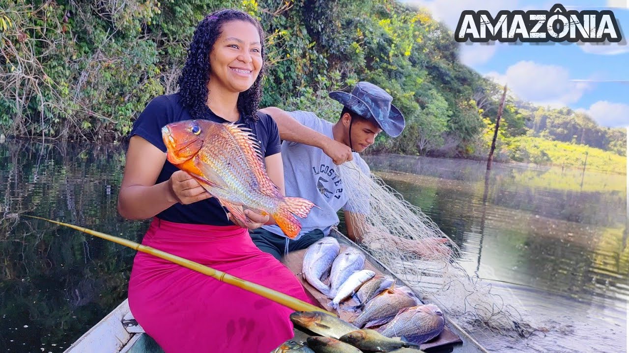 PESCA RIBEIRINHA com ASSADO DELICIOSO no meio da SELVA AMAZÔNICA - YouTube