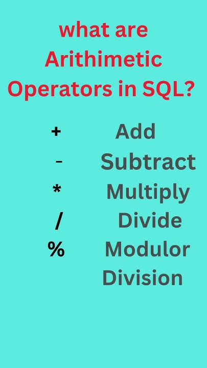 What Are Arithmetic Operators In Sql Serverdatabase Shivashankartech Youtube