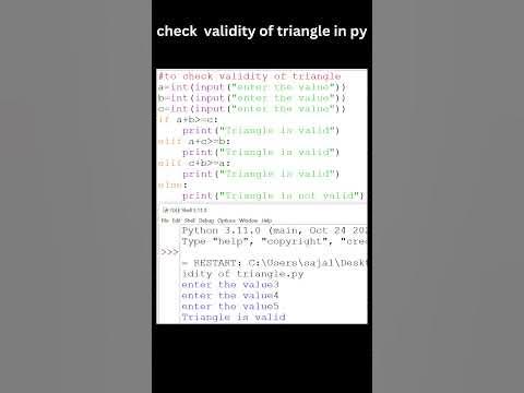 check validity of triangle in python #shorts #python #pythonbasics - YouTube