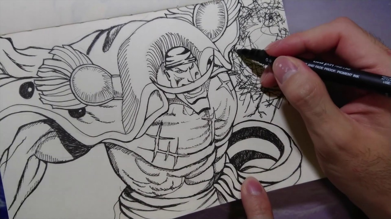 【TenK Draws】Drawing One Piece Whitebeard with liner pen大海賊四皇白鬍子縮時畫 ...