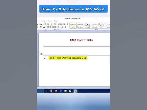 How to insert a lines in ms word || Shortcut Key Se MS Word Me Line Insert Kaise Kare #msword ...