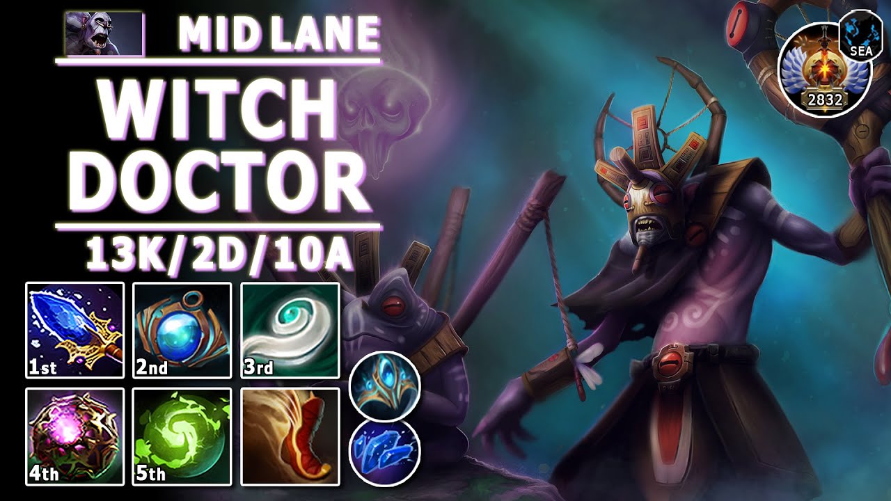 Witch Doctor Mid Lane | 7.34 | Core WD Play | Dota 2 Immortal Gameplay ...