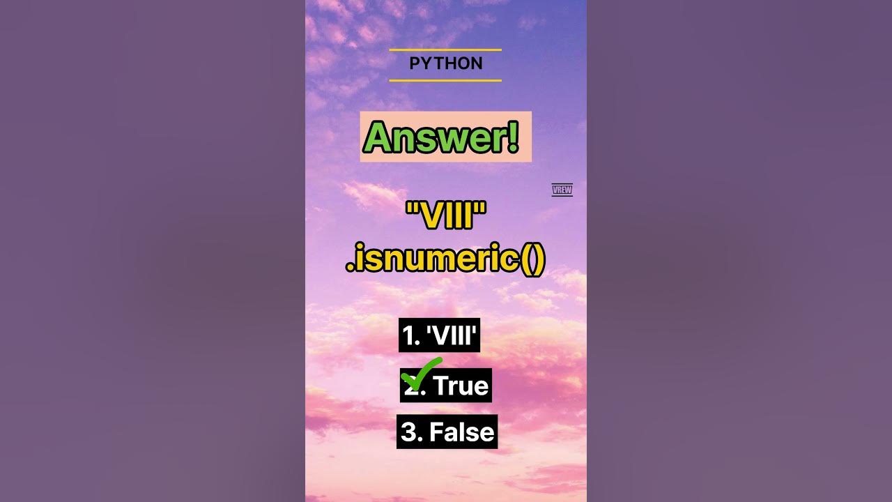 Python Isnumeric Methodpython Pythonprogramming Pythontutorial Quiz