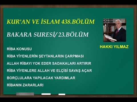Kur’an ve İslam 438.Bölüm-Bakara Suresi/23.Bölüm