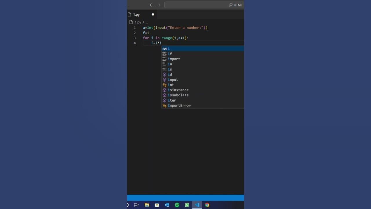 To find the Factorial of a number| Beyond's Code| Visual Studio Code|Python|#shorts #coding ...