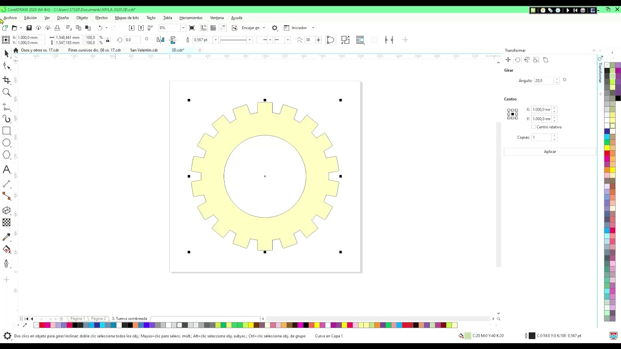 ¿Cómo diseñar una tuerca sombreada en Corel Draw? - YouTube