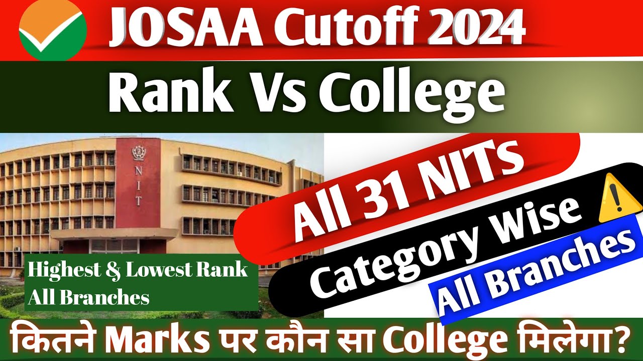 JEE RANK vs COLLEGE 2024 | ALL 31 NITS CUTOFF 2024 | JOSAA cutoff | # ...