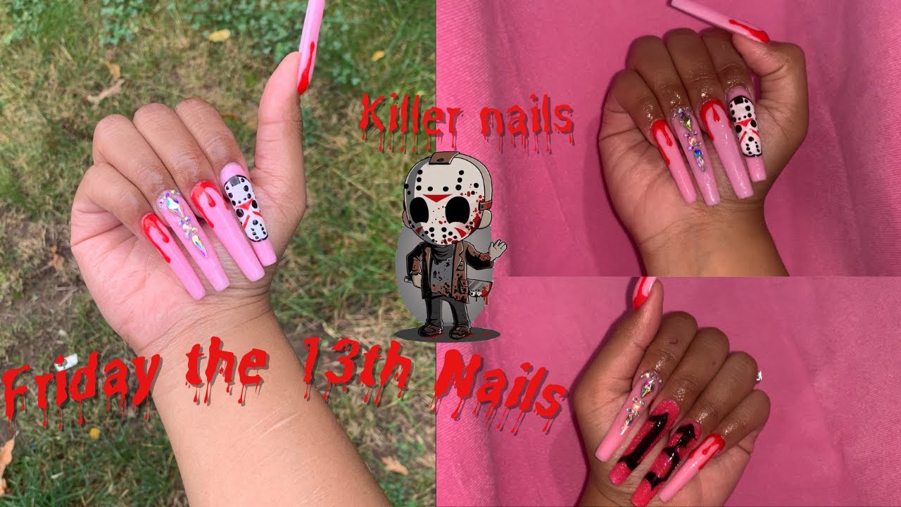 FRIDAY THE 13TH SET🩸| Jason Voorhees Nail Art | Old English Numbers ...