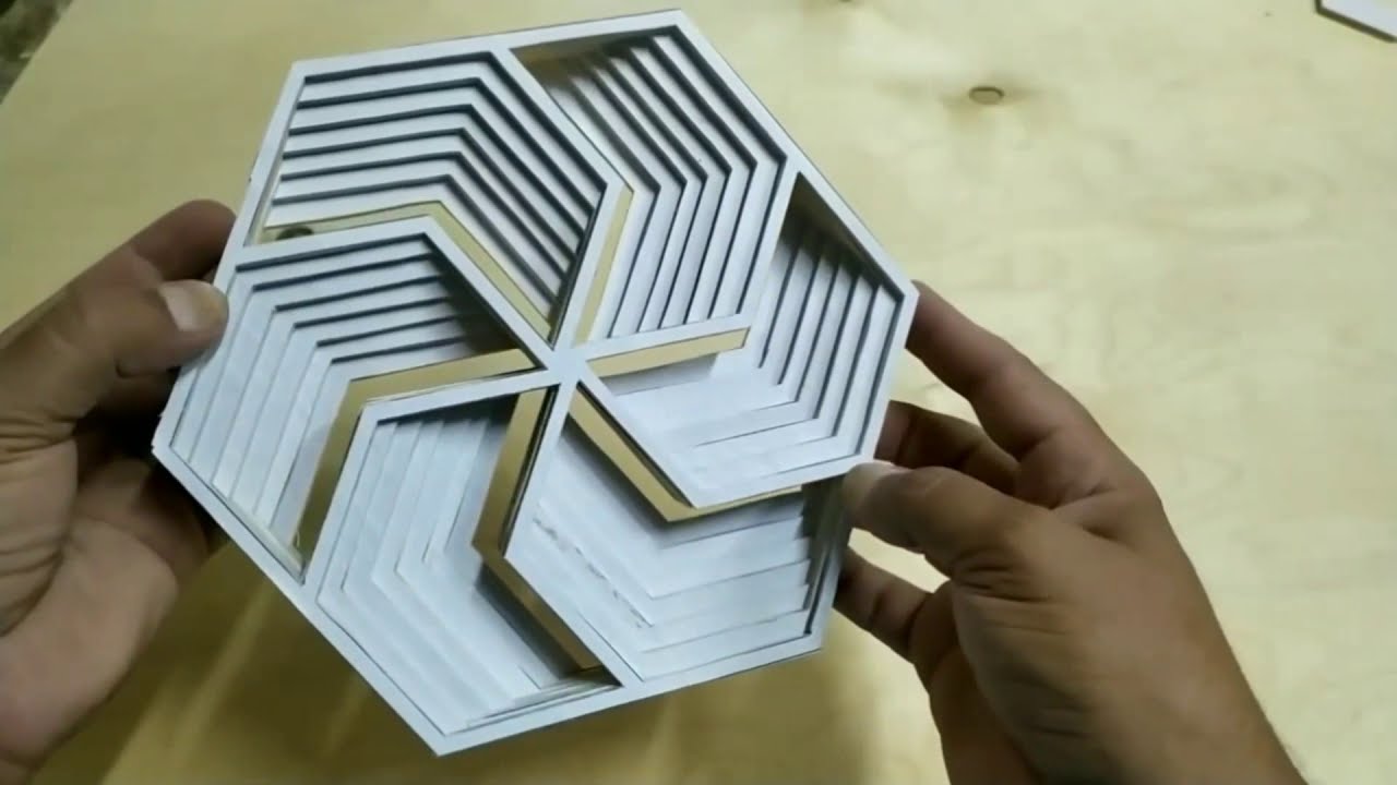 Decor 7 layers geometric by scroll saw - YouTube